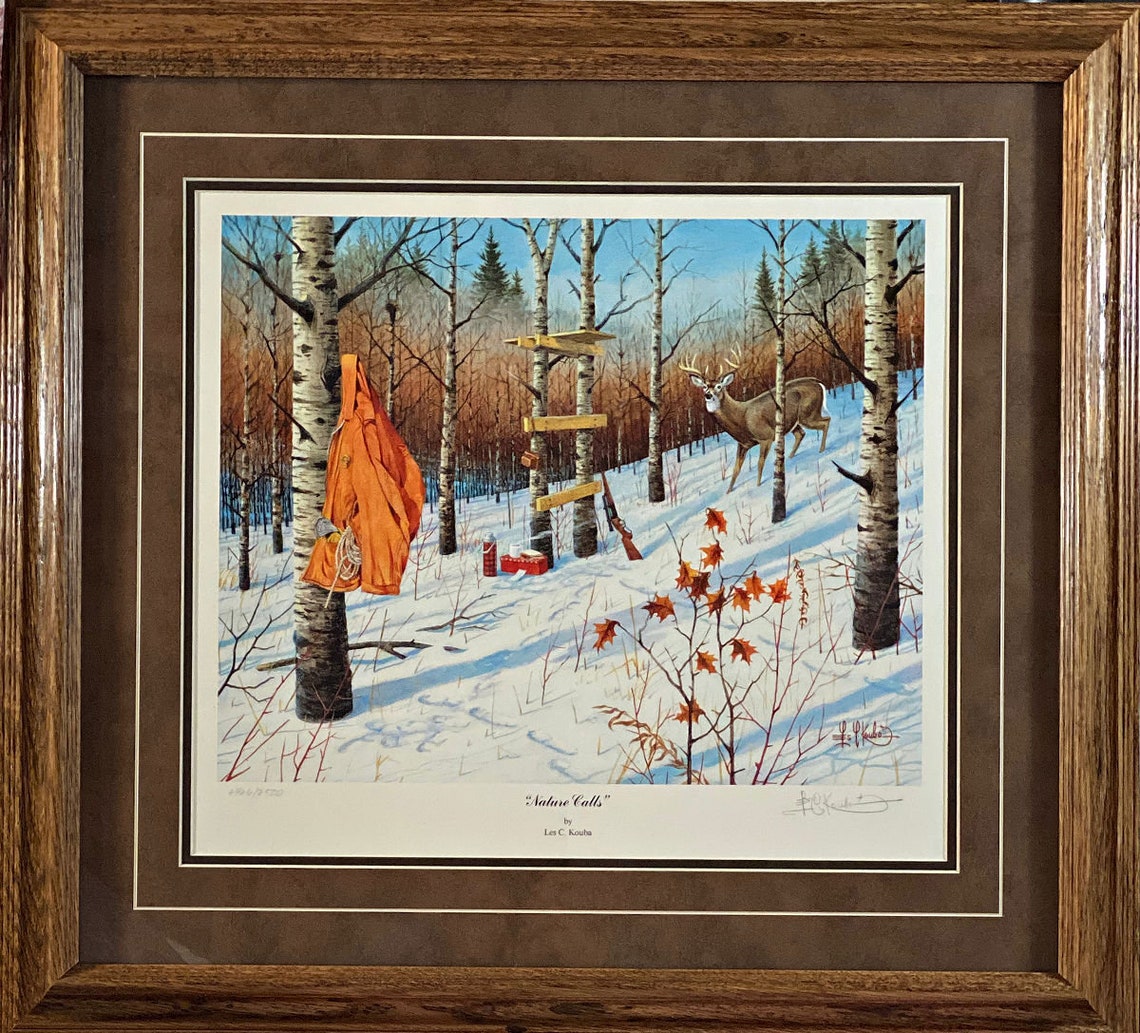 Les Kouba Nature Calls Deer Hunting Art Print Framed 25 X 23 - Etsy