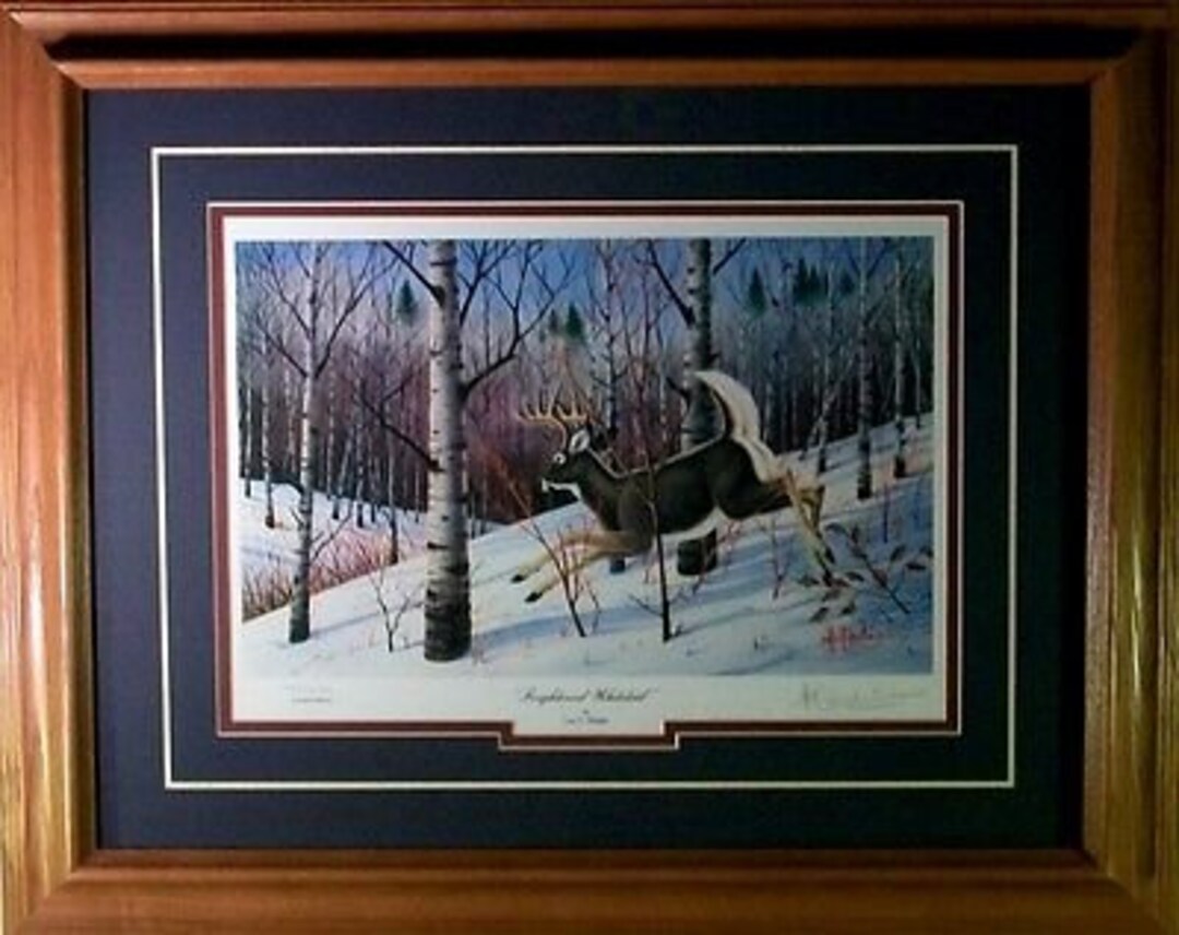 Les Kouba Frightened Whitetail - S/N Deer Print Framed 21 X 17 - Etsy