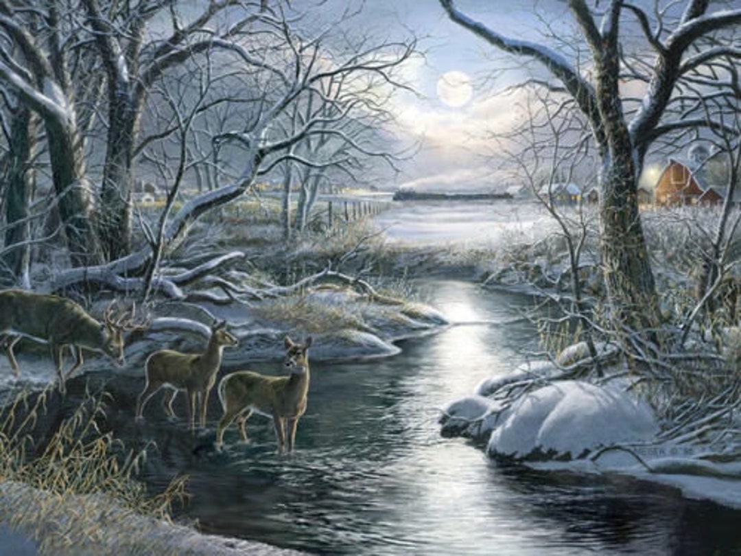 James Meger A Silent Night Deer Creek SN Art Print 24 X 16 - Etsy