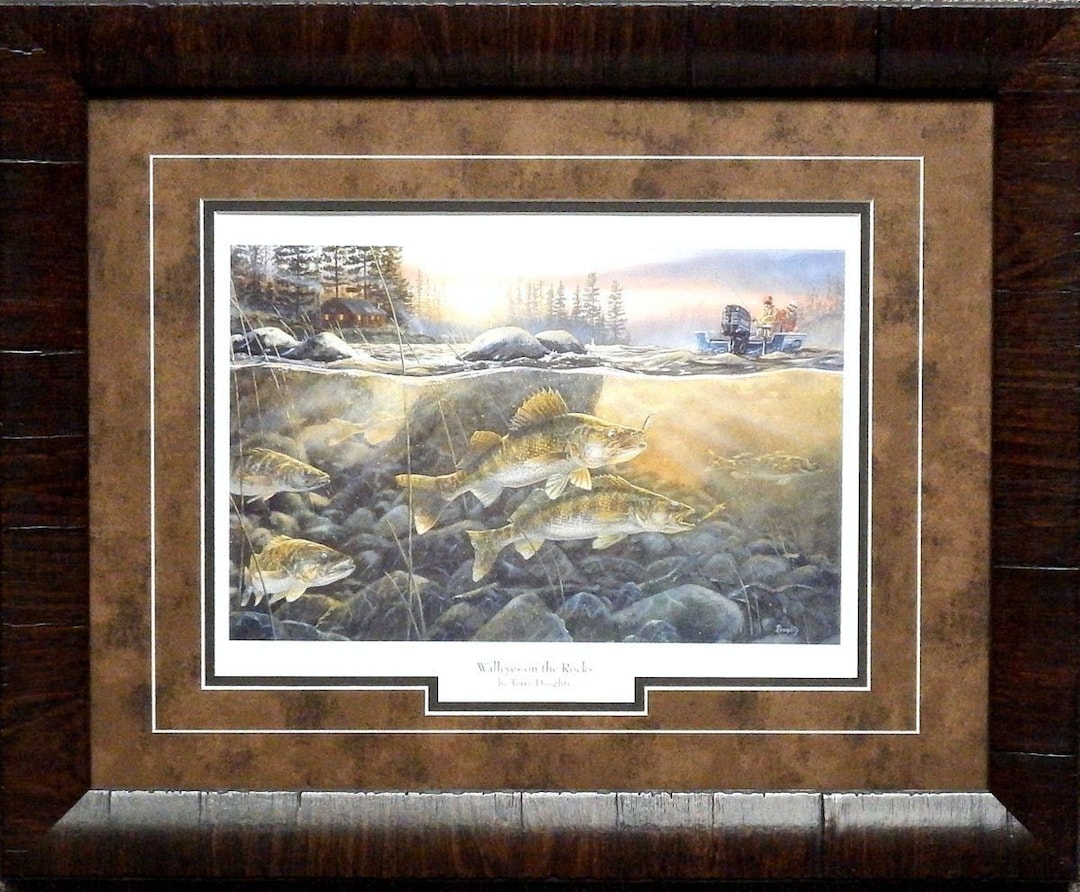 Terry Doughty Walleyes on the Rocks Fishing Art Print- Framed - 21"x17 ...