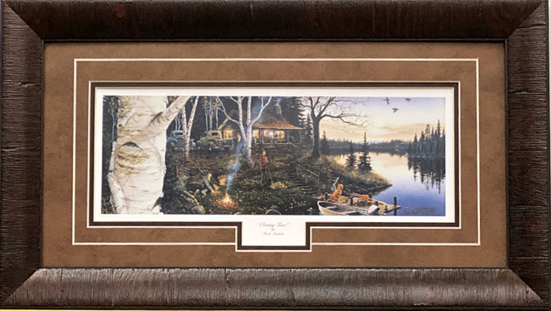 Mark Daehlin Framed CABIN Lake Print-closing Time 23 X 13 - Etsy