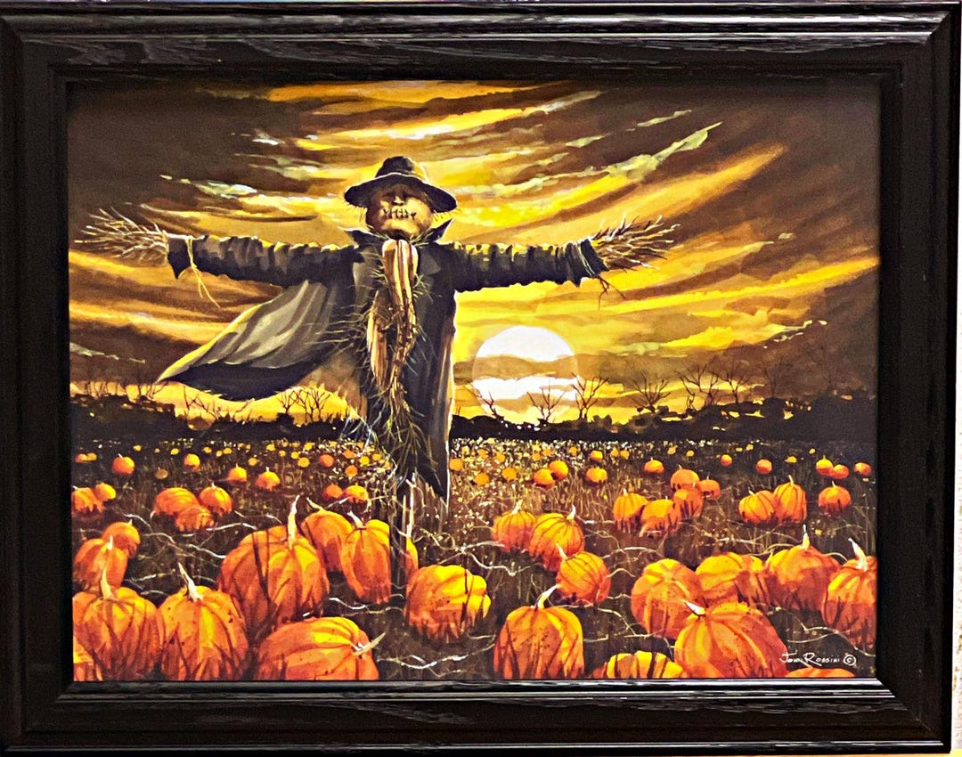 John Rossini Spooky Scarecrow Art Print Arise! Great Pumpkin-framed 18. ...