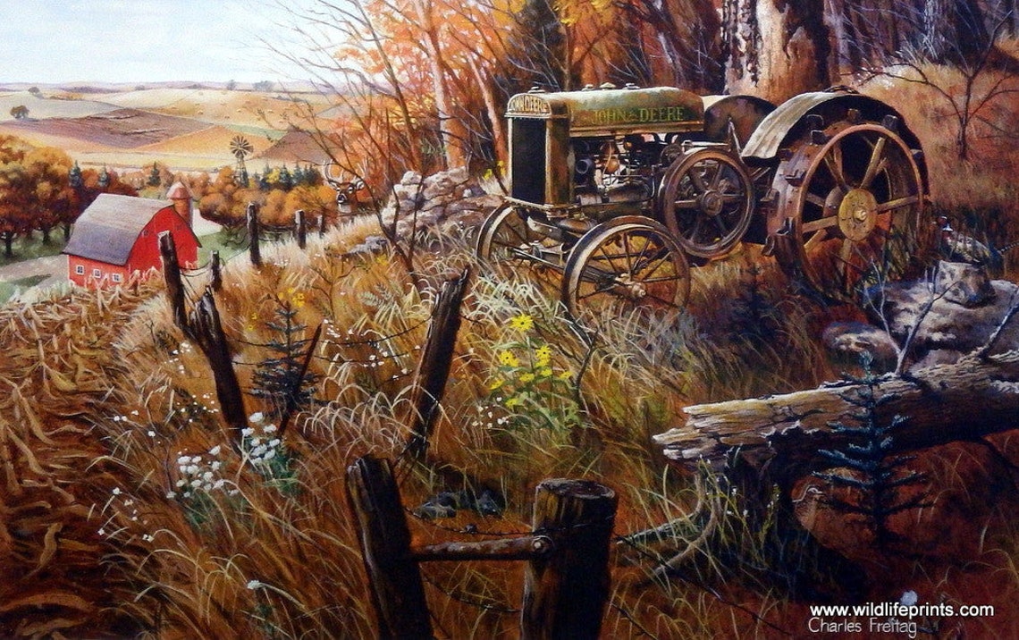Charles Freitag Out to Pasture Tractor Art Print 10" X 7" - Etsy