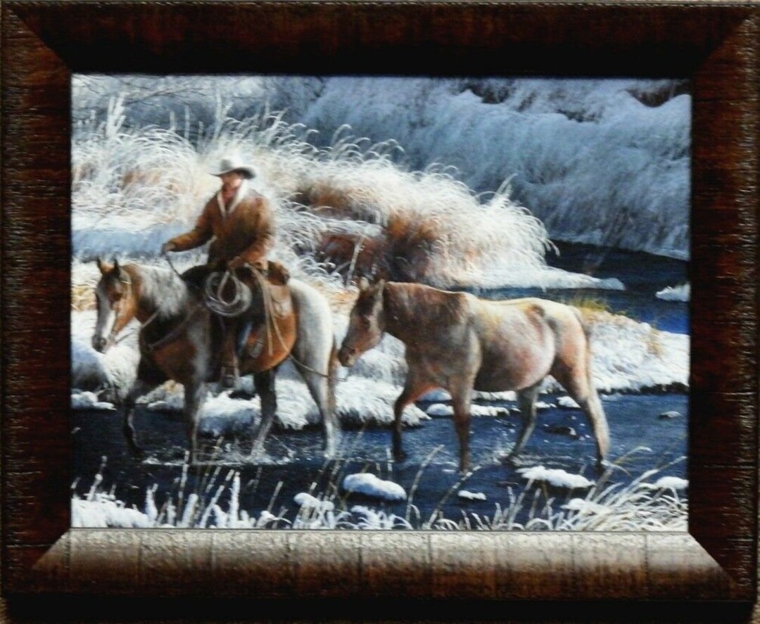 Kevin Daniel Heading Home Cowboy Horse Art Print Framed 19 X 15 - Etsy