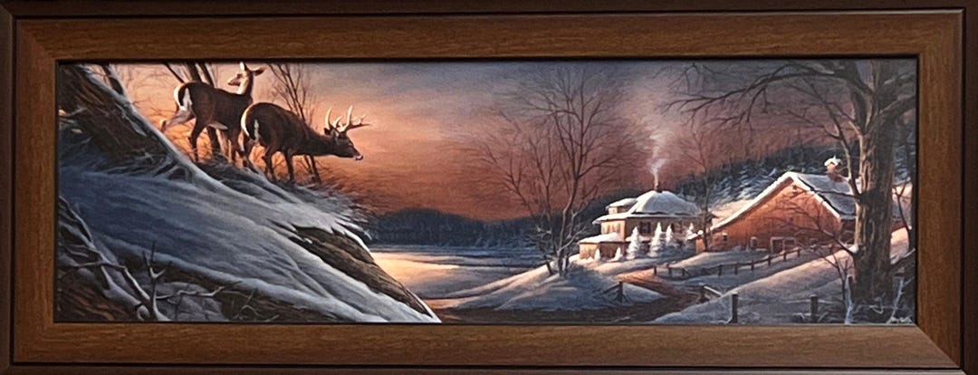 Terry Redlin Browsing Deer Art Print-framed 30.5 X 12 - Etsy