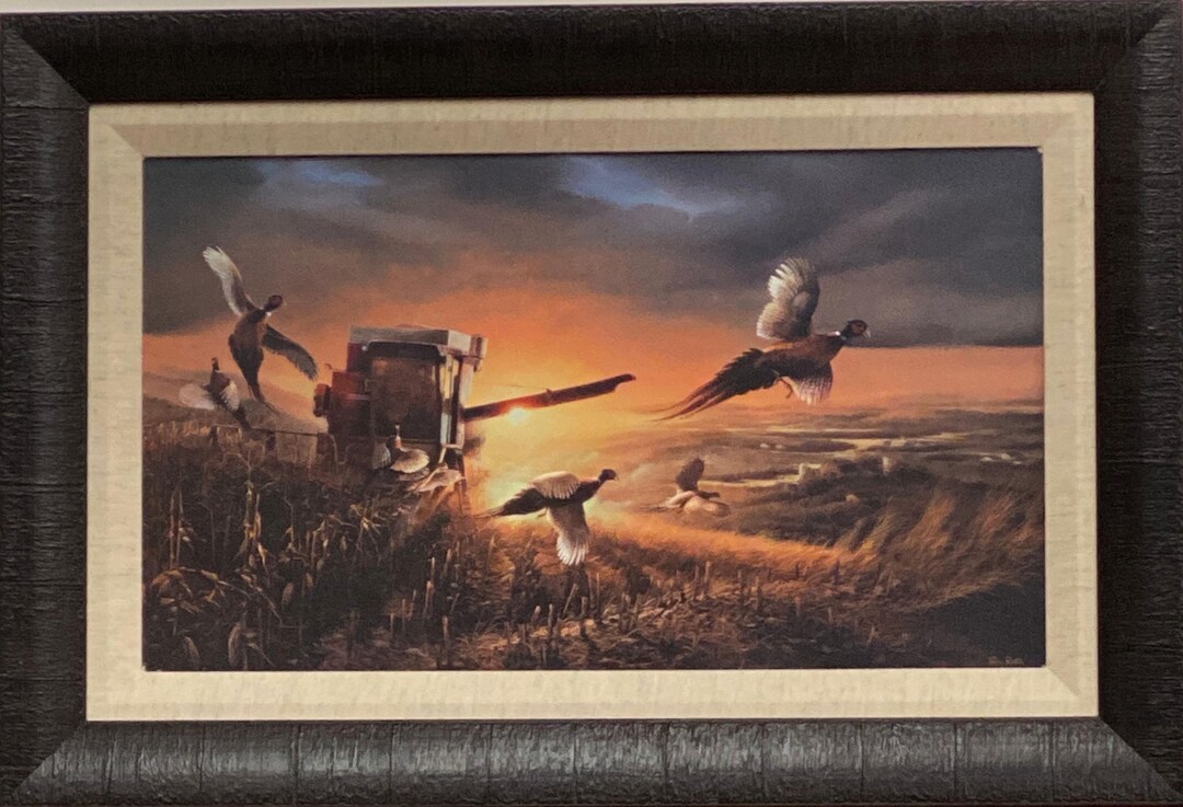Terry Redlin Evening Surprise Farm Pheasant Combine Art Print- Framed ...