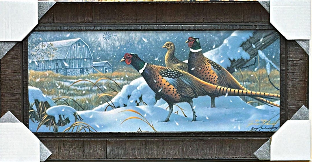 Jerry Gadamus Fenceline Promenade S/N Pheasant Print-framed 27 X 13.75 ...