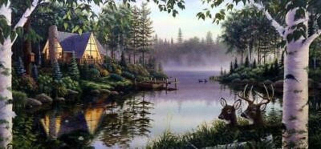 Mark Daehlin Paradise Bay Cabin Lake S/N Art Print 33 X 17 - Etsy