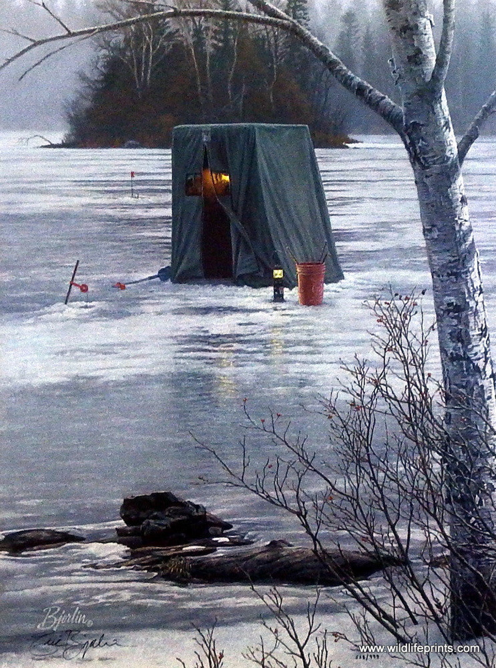 Eric Bjorlin the Secret Lake Signed Ice Fishing Print (18"x24") - Etsy
