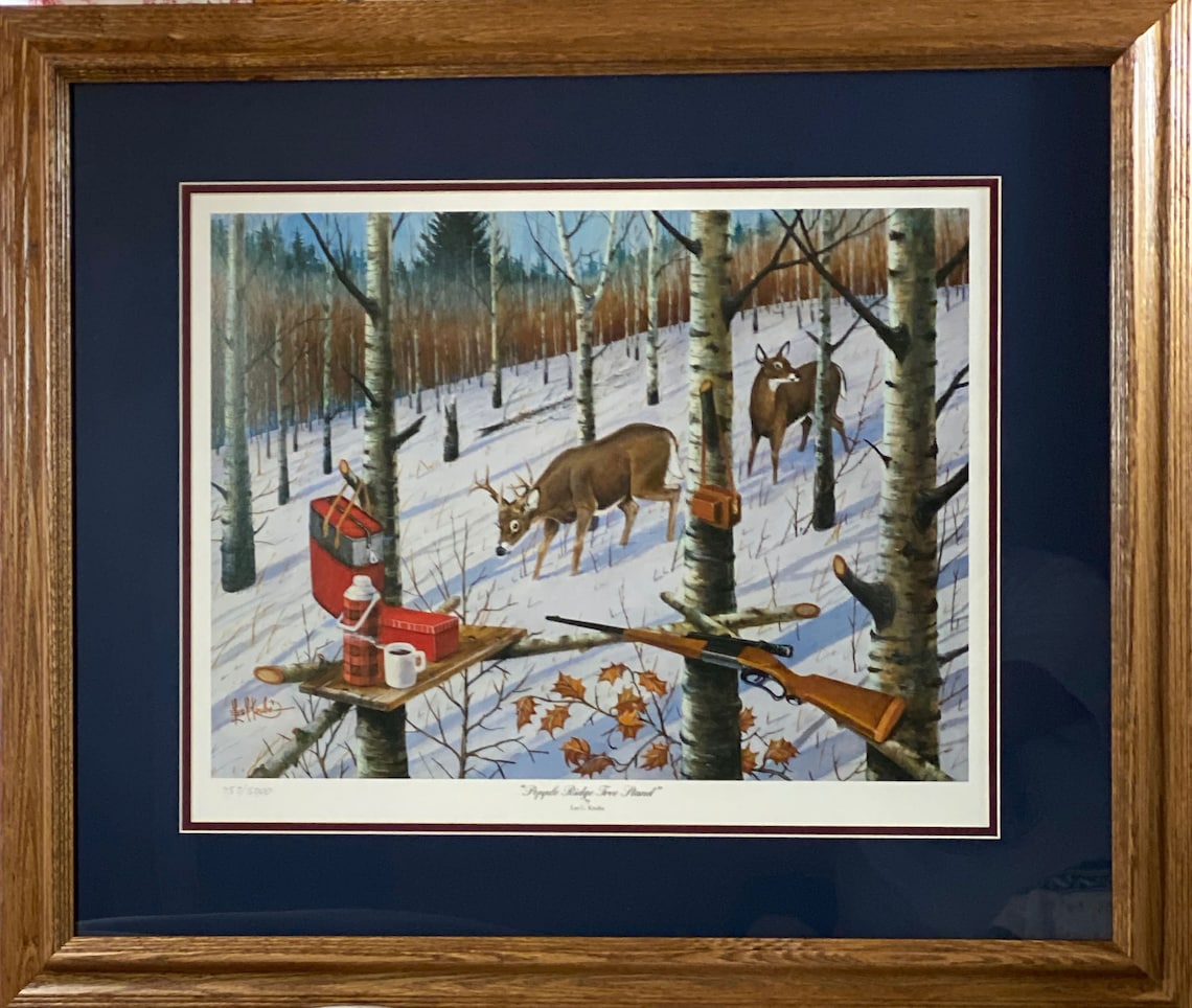 Les Kouba Popple Tree Deer Stand Hunting Art Print-framed 27 X 23 - Etsy