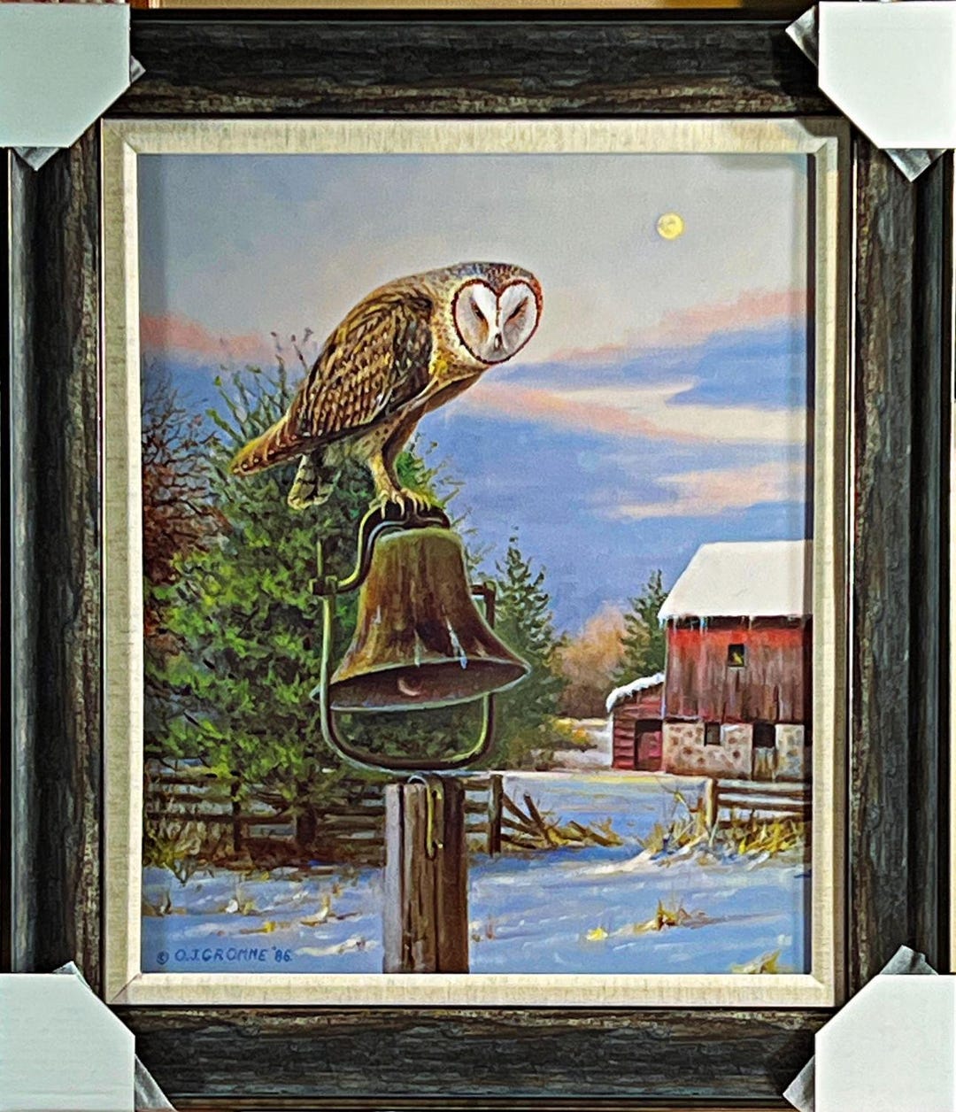Owen Gromme Barn Owl on Bell Art Print Framed - Etsy