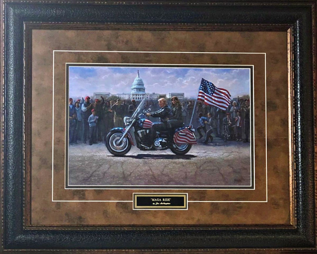 Jon Mcnaughton Maga Ride Signed Donald Trump Motorcycle Art - Etsy