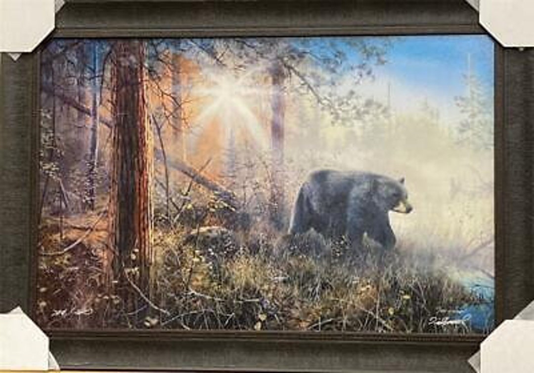 Jim Hansel Shadow in the Mist Black Bear Art Print-framed-signed and ...