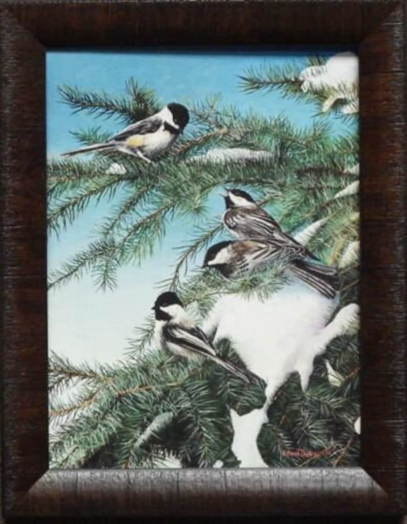 Kevin Daniel Winter Chickadee's Art Print-framed 15 X 19 - Etsy