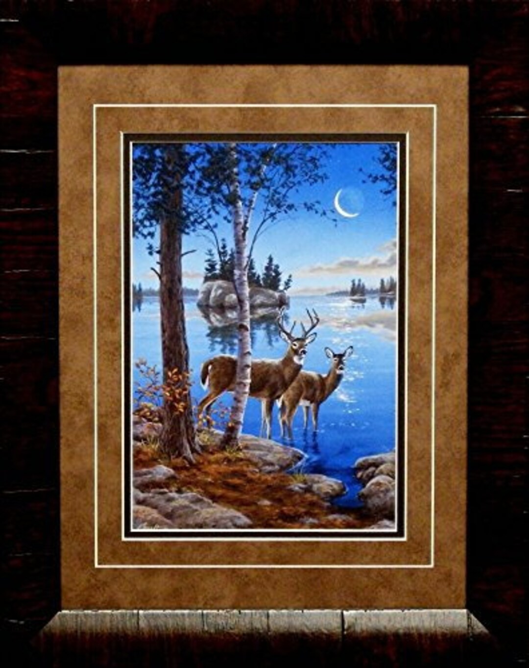 Darrell Bush Nightcap Deer Buck Print-framed 15 X 19 - Etsy