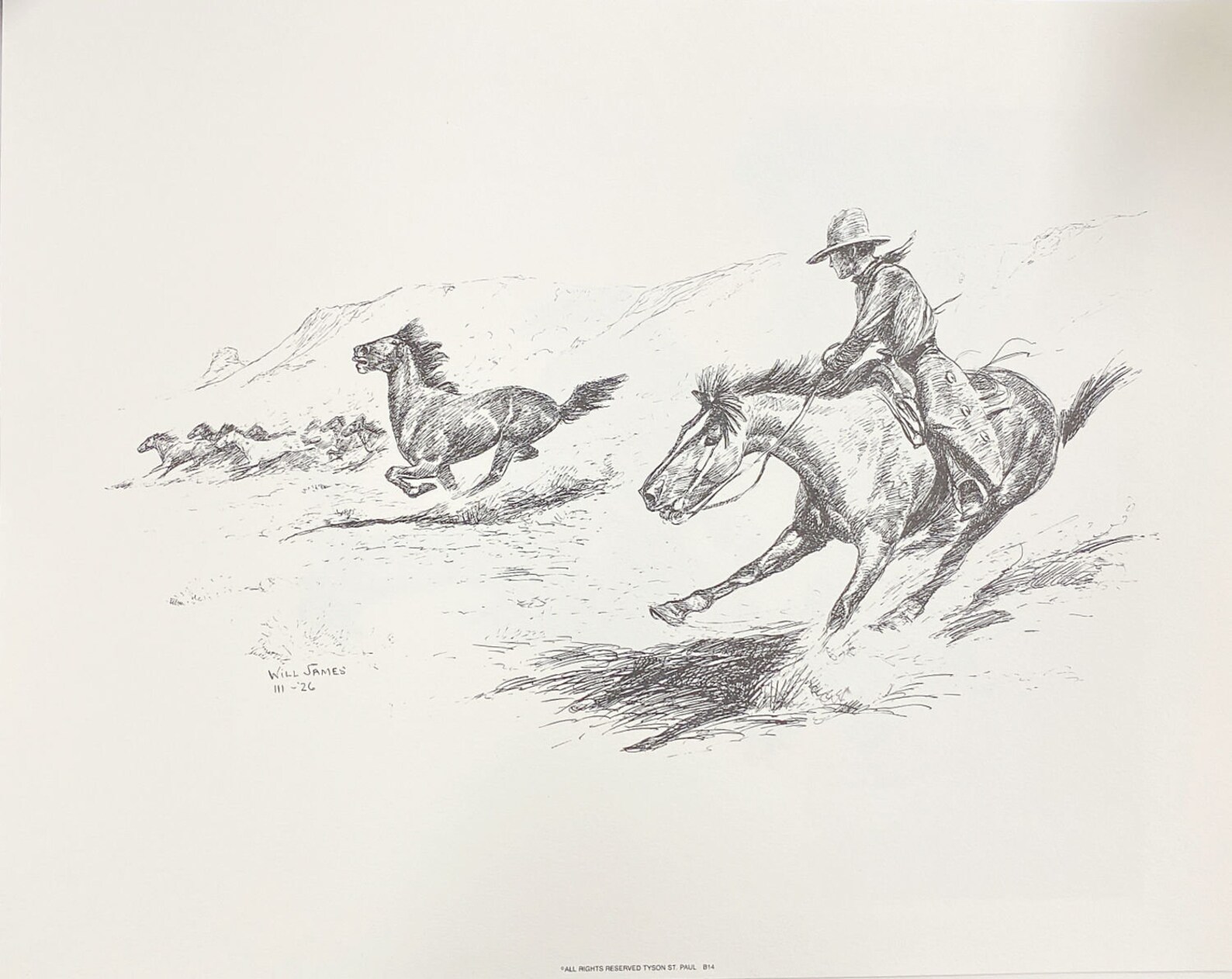 3 Will James Pencil Sketch Prints-paper Size 11 X 14 - Etsy