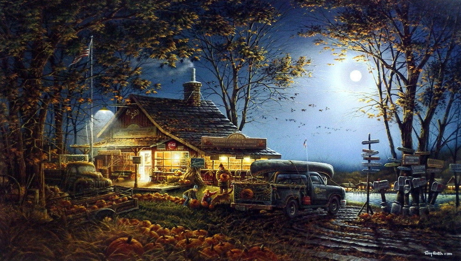 Terry Redlin Autumn Traditions Art Print - 32" X 18.5" Signed and ...