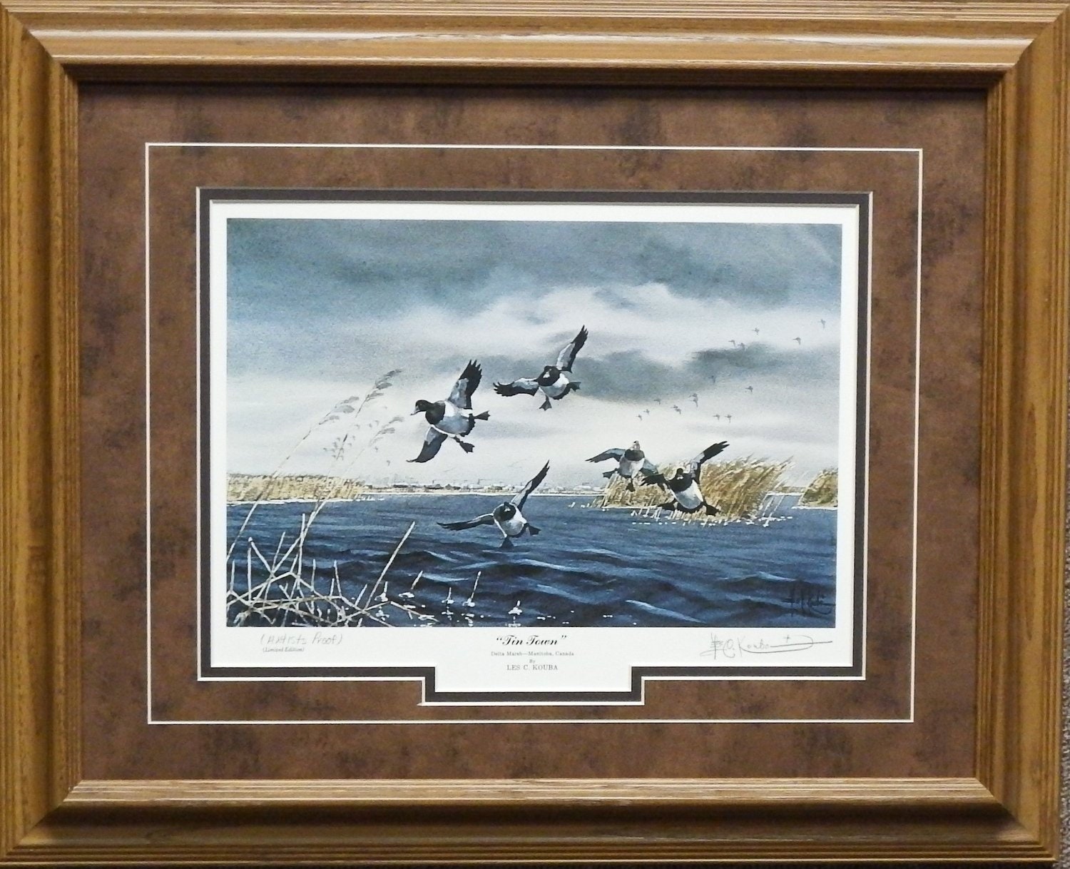 Les Kouba "tin Town" Bluebill Ducks Print-framed Artist Proof 21" X 17 ...