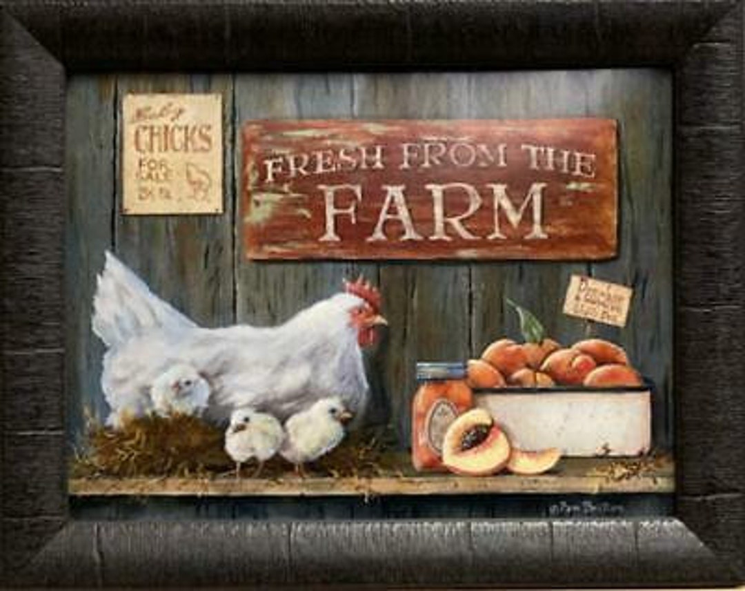 Pam Britton Fresh From the Farm Chicken Art Print Framed 19 X 15 - Etsy