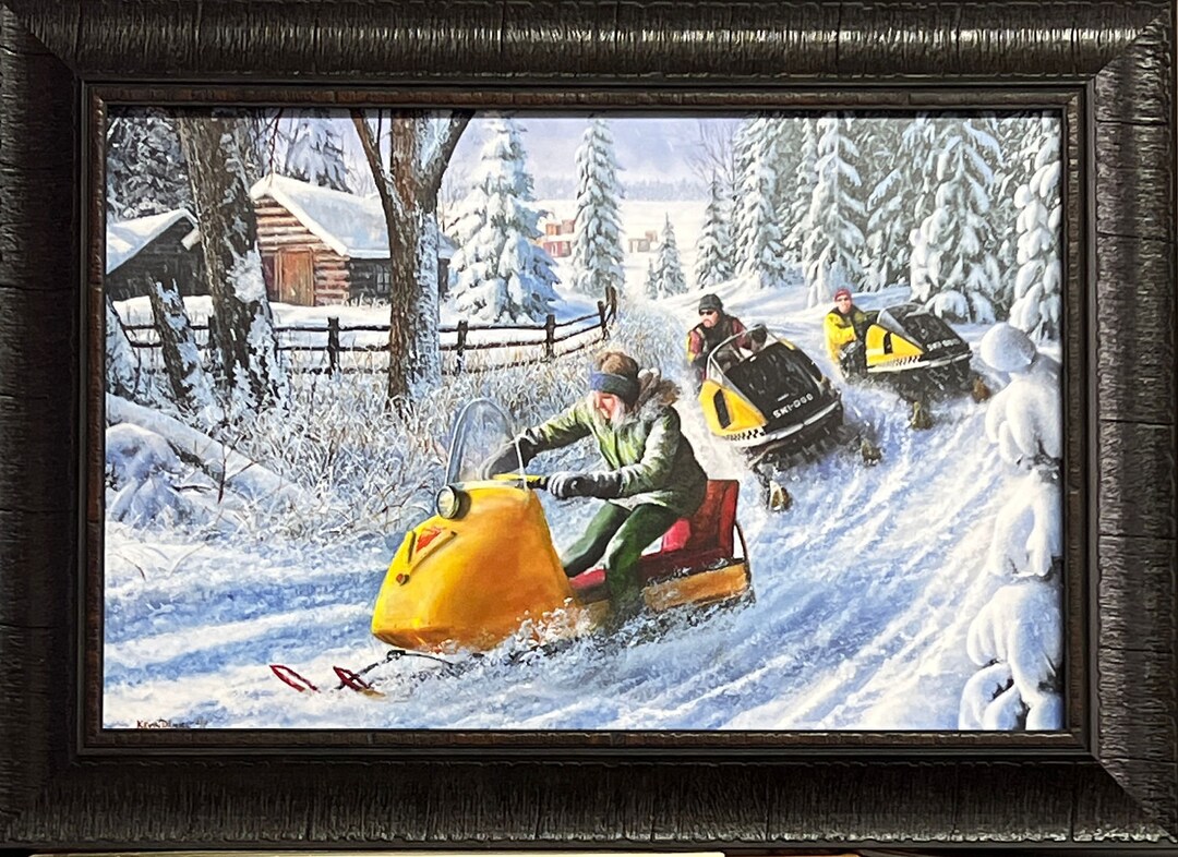 Three of a Kind Snowmobile Hand Textured Art Print-framed 22 X 16 - Etsy