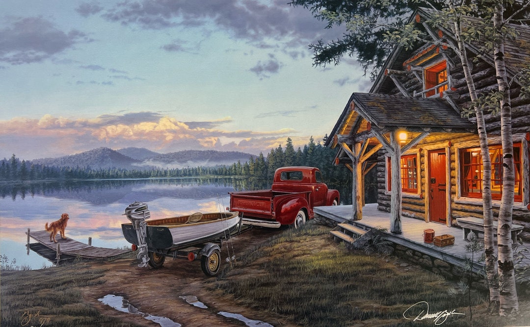 Darrell Bush Vintage Cabin Scene Signed Edition Art Print Cabin Fever (27"x17") - Etsy
