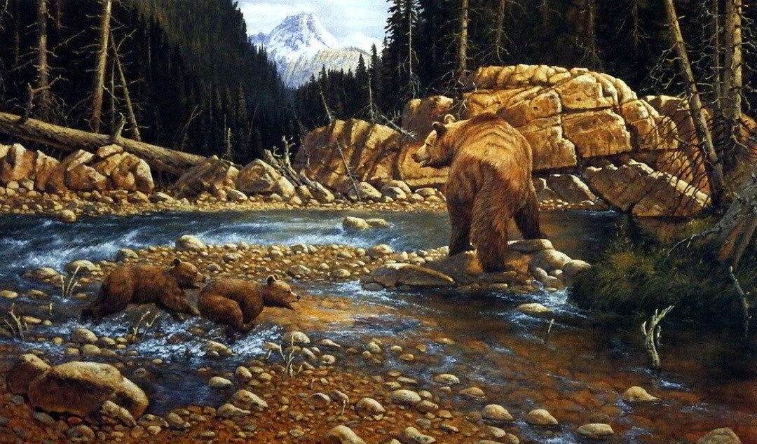 Finders Keepers Bear Mountain Scene by Derk Hansen 24" X 16" - Etsy