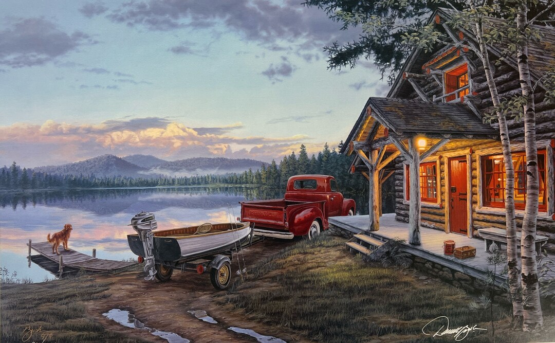 Darrell Bush Vintage Cabin Scene Signed/numbered Edition Art Print ...