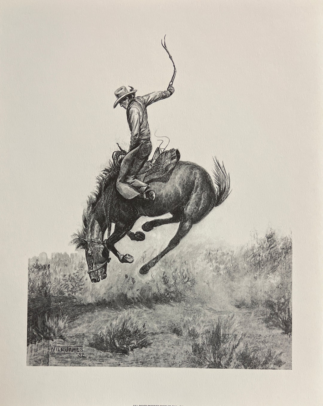 Will James Bucking Horse Western Cowboy Art Print-11 X 14 - Etsy
