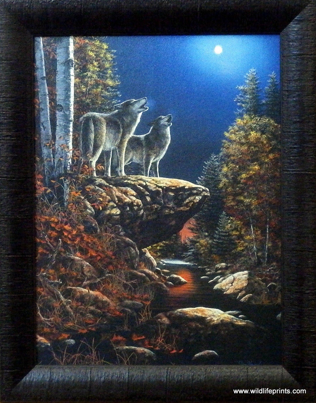 Jim Hansel duet Wolf Howling Studio Canvas-framed 15 X 19 - Etsy