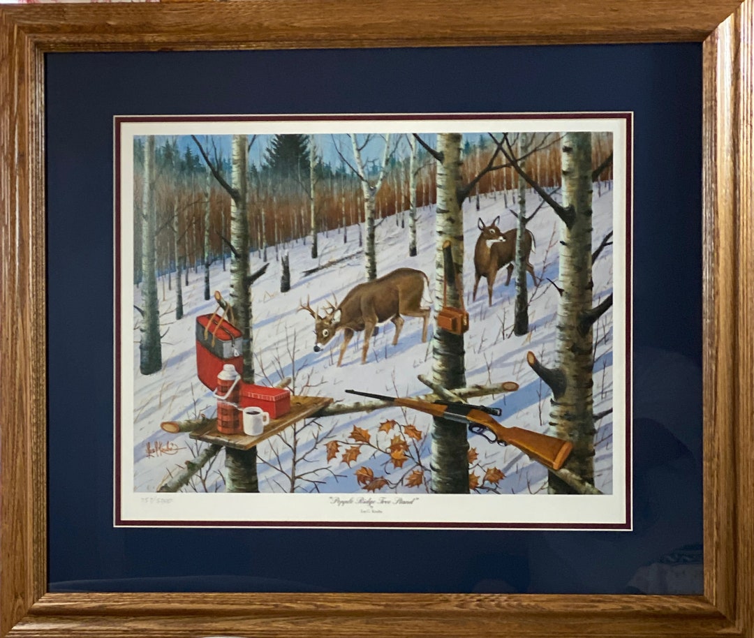 Les Kouba Popple Tree Deer Stand Hunting Art Print-framed 27 X 23 - Etsy