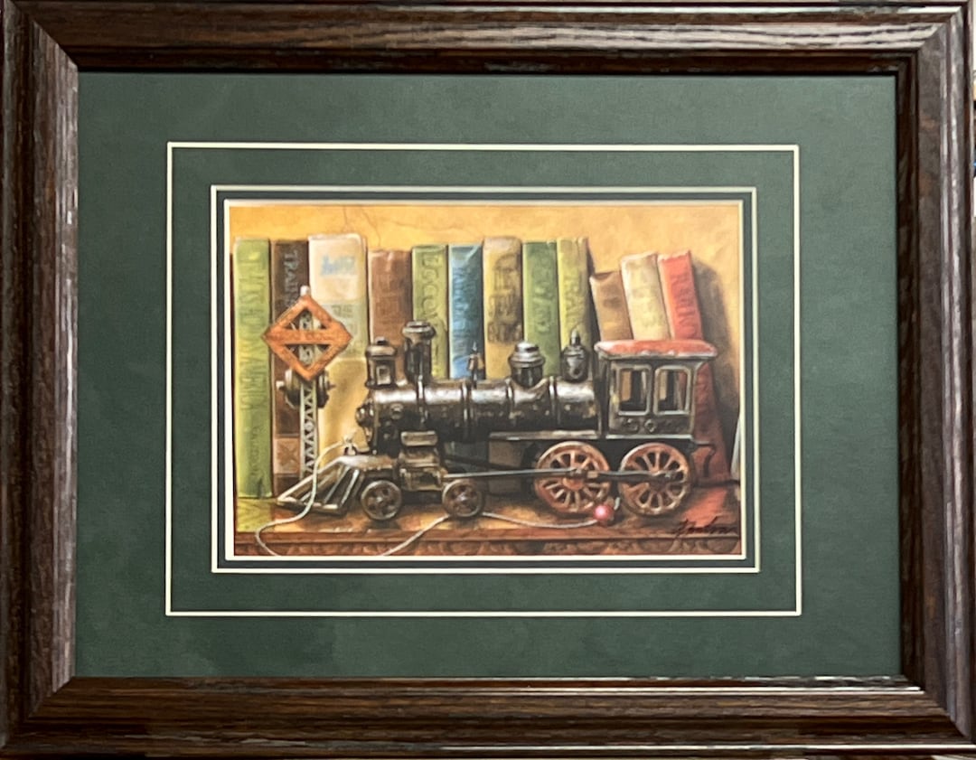 Doug Knutson Trains and Bookshelf Art Print-signed Framed 19 X 15 - Etsy