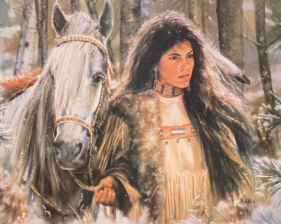 Maija Moon Shadow Horse and Native American Maiden Poster Art - Etsy