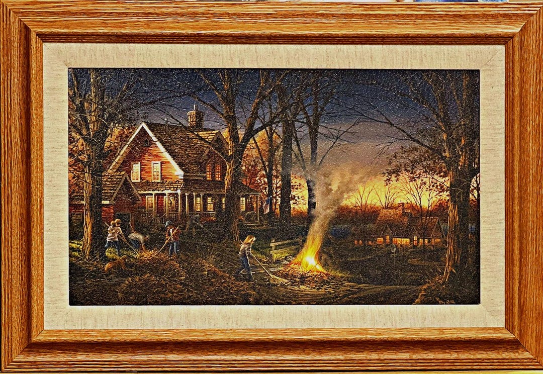 Terry Redlin Autumn Evening Burning Leaves Fall Art Print-framed 23 X ...