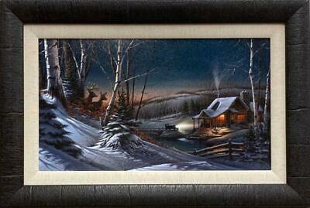 Terry Redlin Evening With Friends Deer Cabin Art Print-framed 23 X 15.5 ...