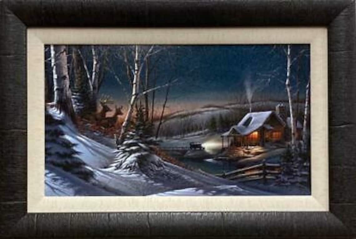 Terry Redlin Evening With Friends Deer Cabin Art Print-framed 23 X 15.5 ...
