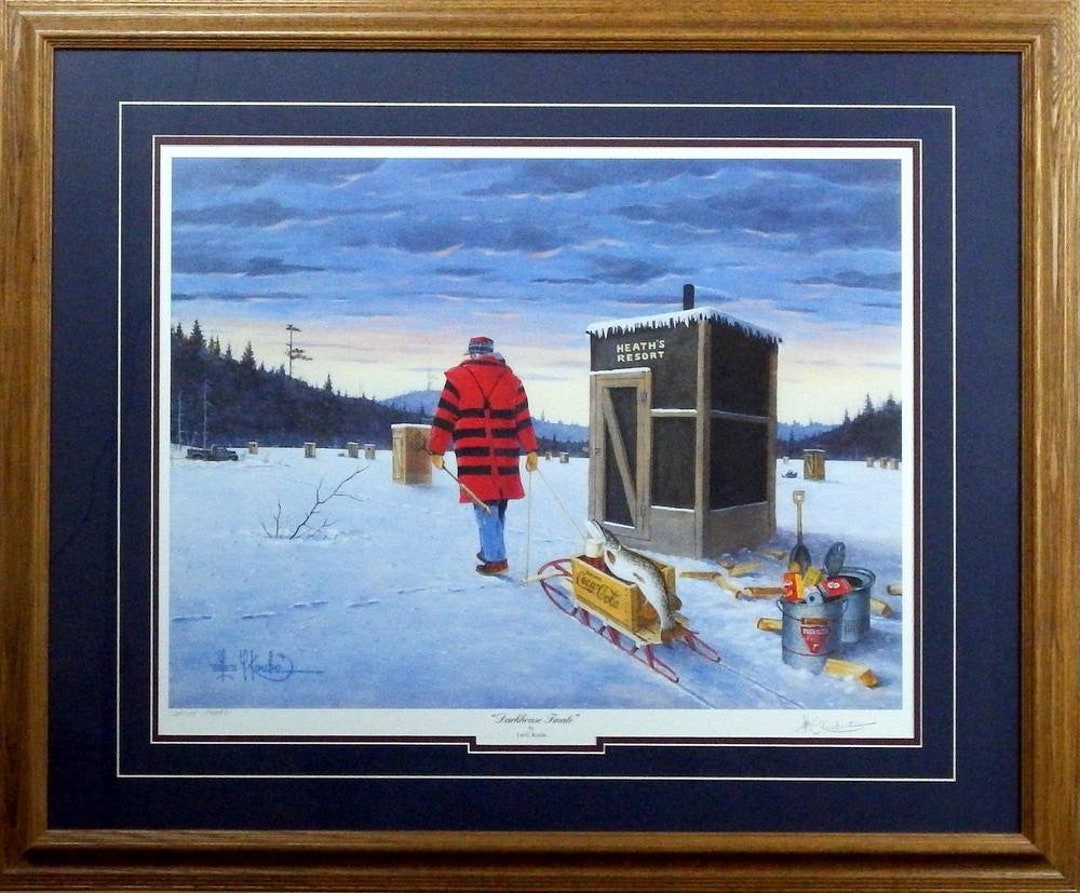 Les Kouba "darkhouse Finale" Spear Fishing Northern Artist Proof Print ...