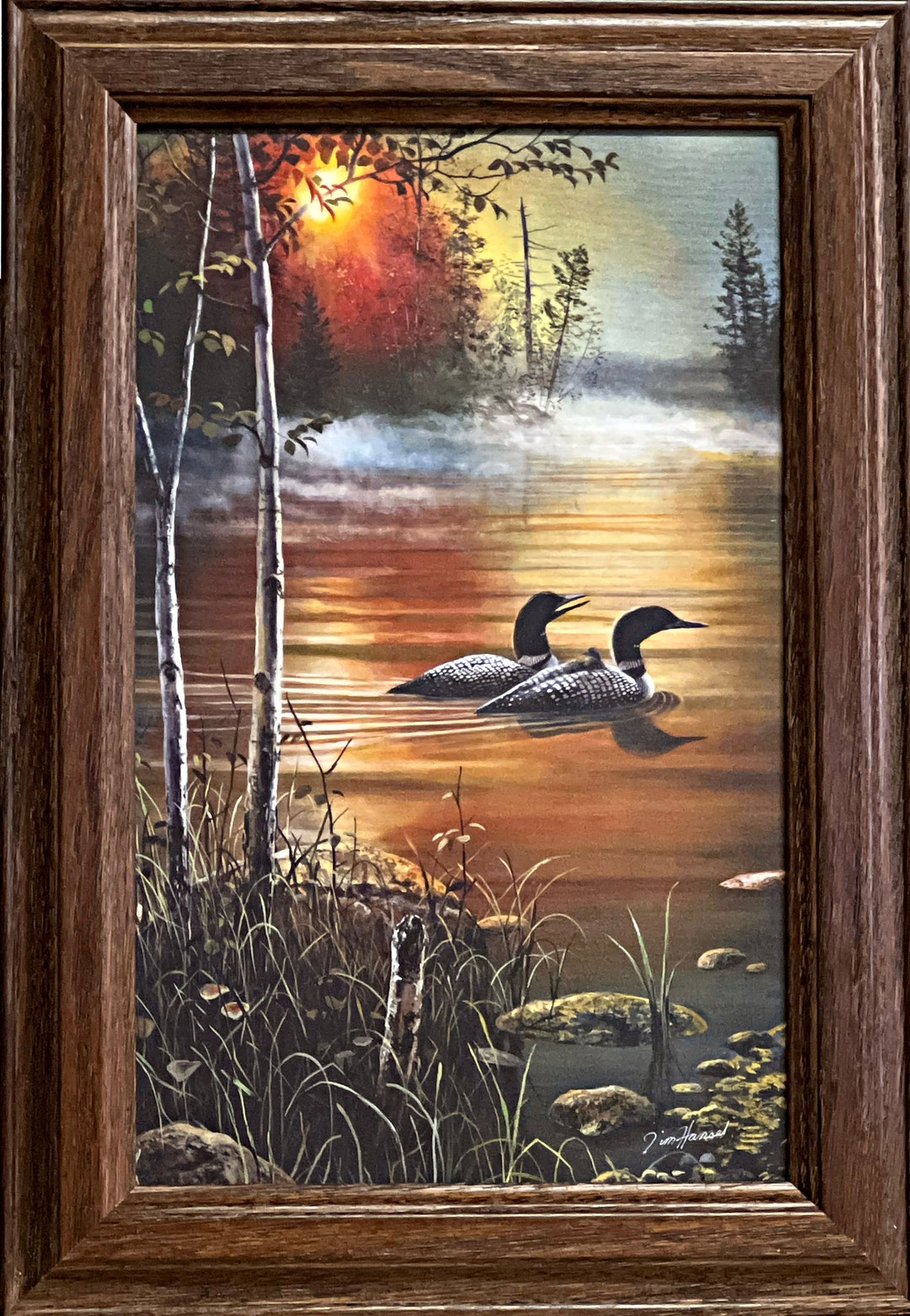 Jim Hansel "family Outing" Loon Lake Framed Decorator Print 10.25x 14.5 ...