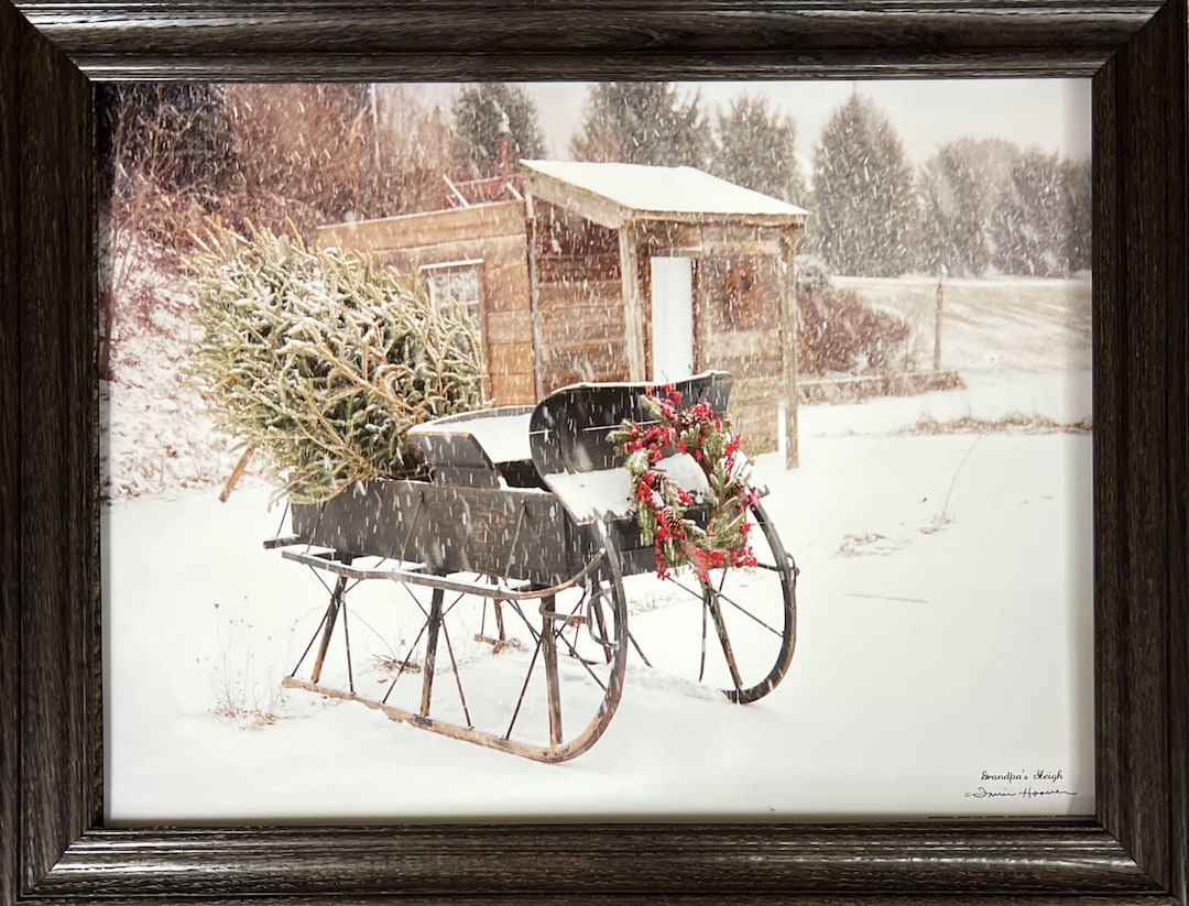 Irvin Hoover Grandpa's Sleigh Christmas Art Premium Framed (wood) Print ...