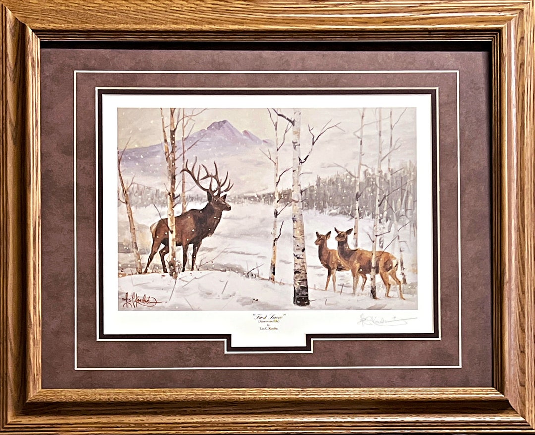 Les Kouba First Snow Elk Art Print-signed-framed 21 X 17 - Etsy