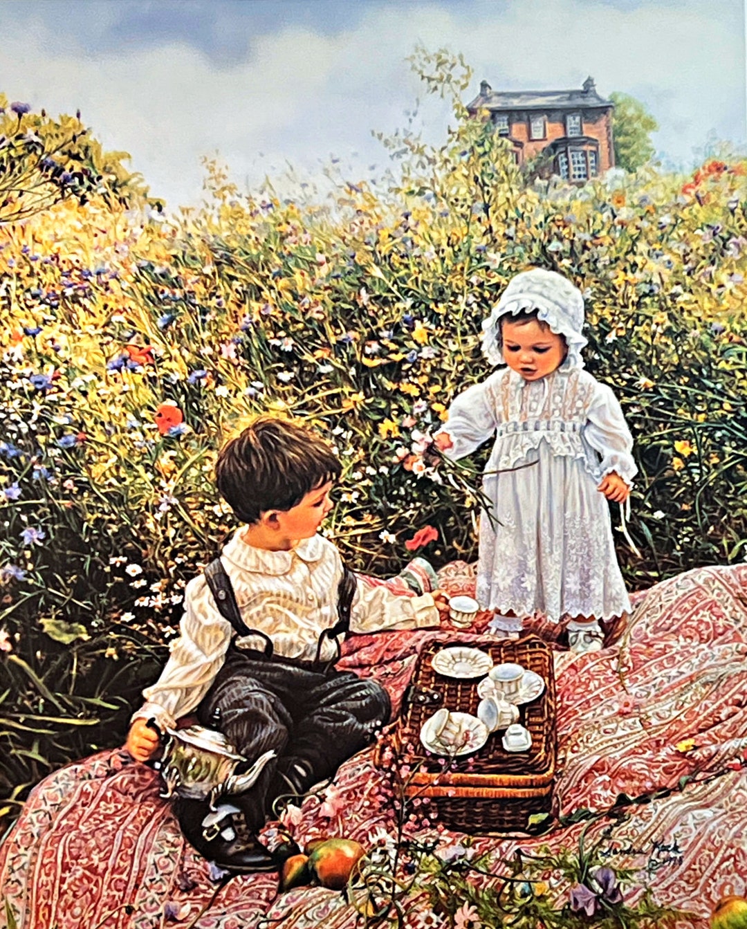 Sandra Kuck Little Boy and Girl Tea Party Art Print Innocence Shared ...
