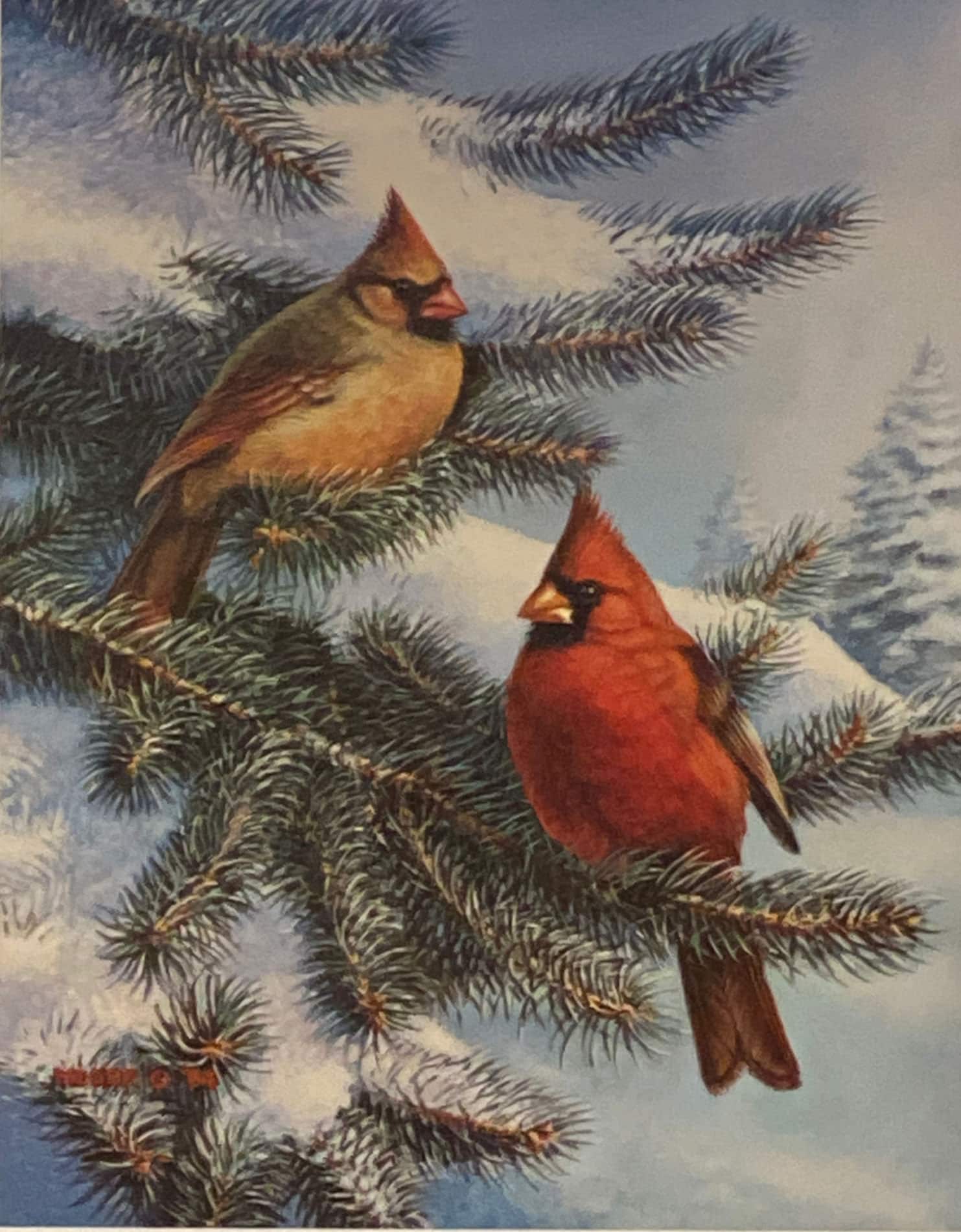 James Meger Songbird Open Edition Art Print Winter Cardinals - Etsy UK