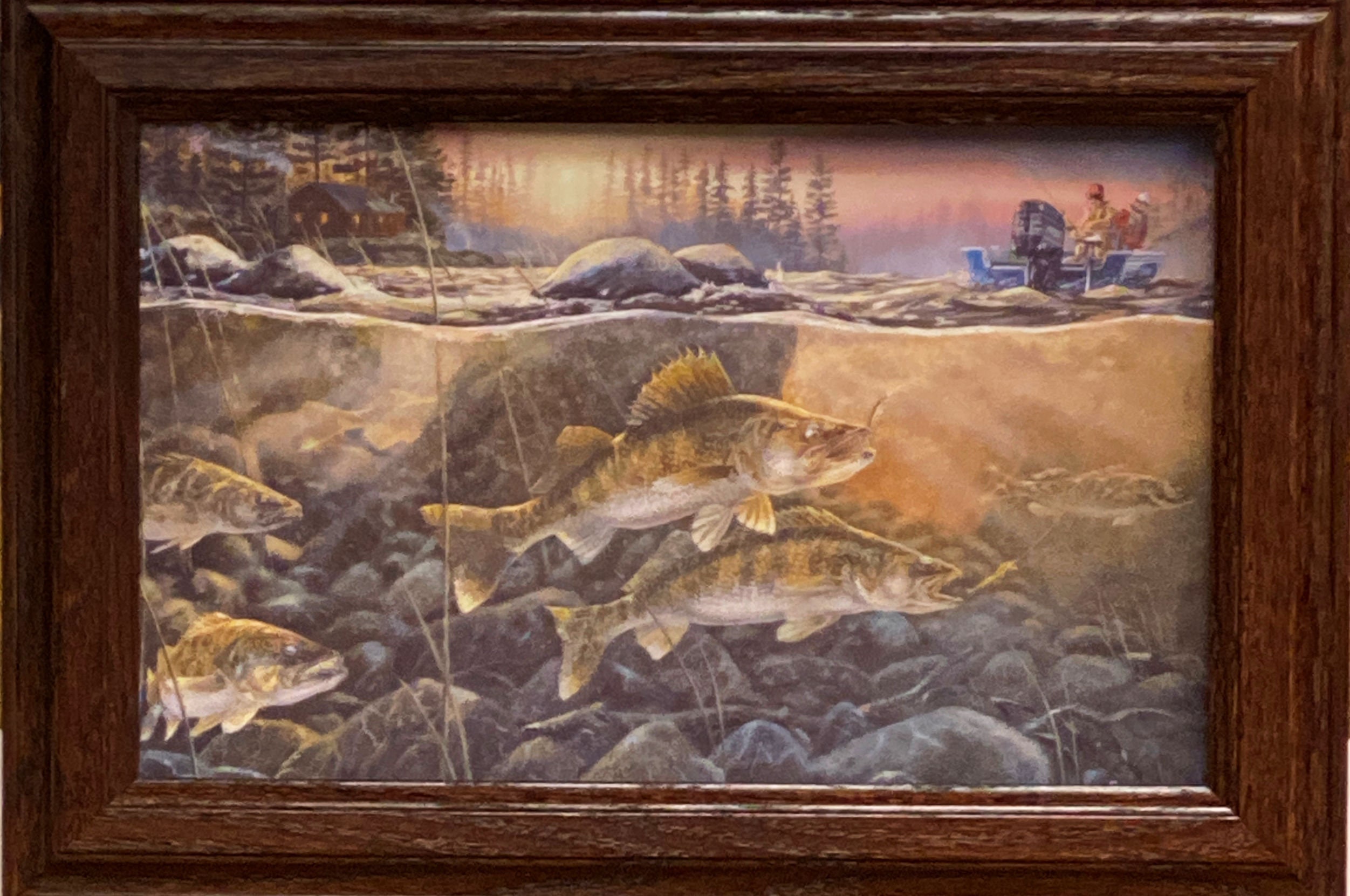 Terry Doughty Walleyes on the Rocks Fishing Decorator Print-framed 14.5 ...
