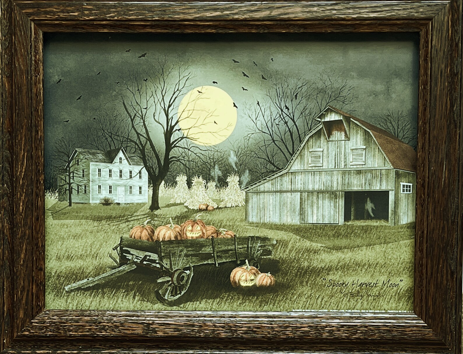 Billy Jacobs Spooky Harvest Moon Decorator Art Print-framed - Etsy