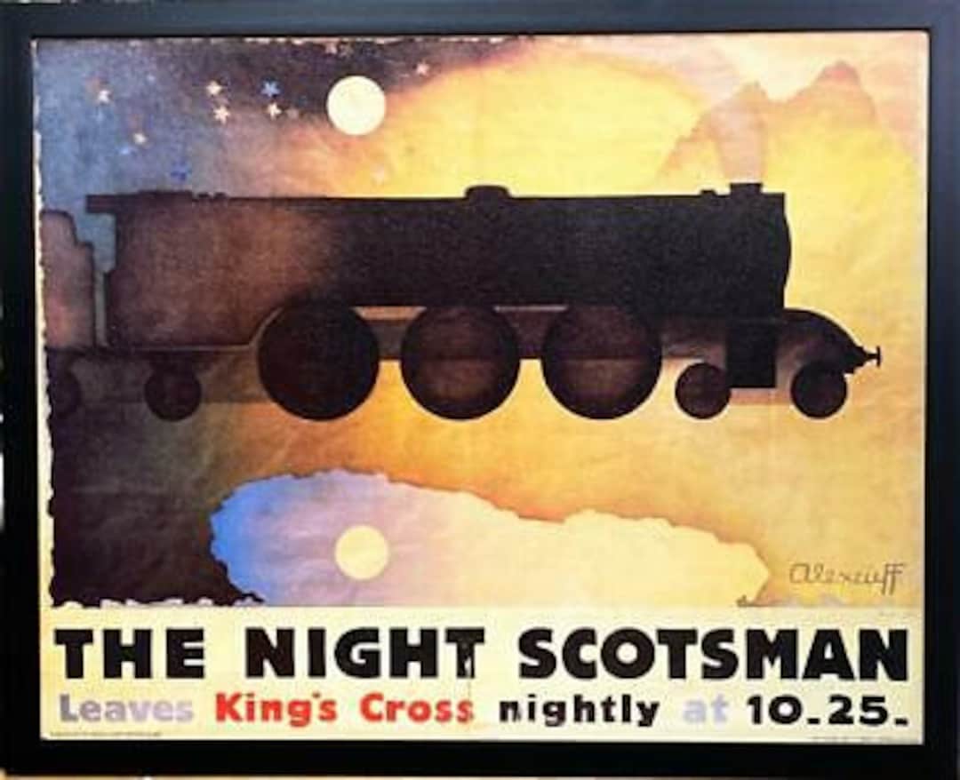 The Night Scotsman Train Poster Framed 32 X 26 - Etsy