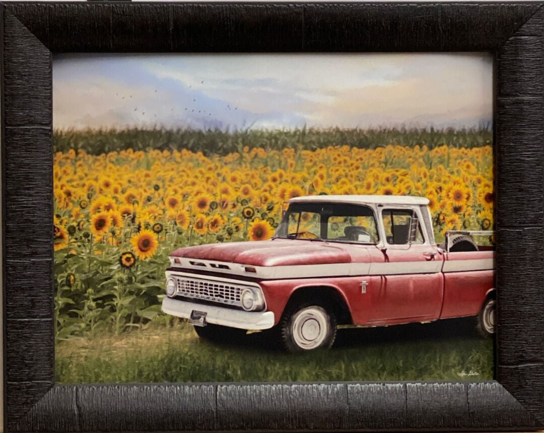 Lori Deiter Old Truck With Sunflowers Art Print-framed 19 X 15 - Etsy