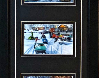 Kevin Daniel Poker Runs Snowmobile Bar Art Print Canvas-framed 29.5 X ...