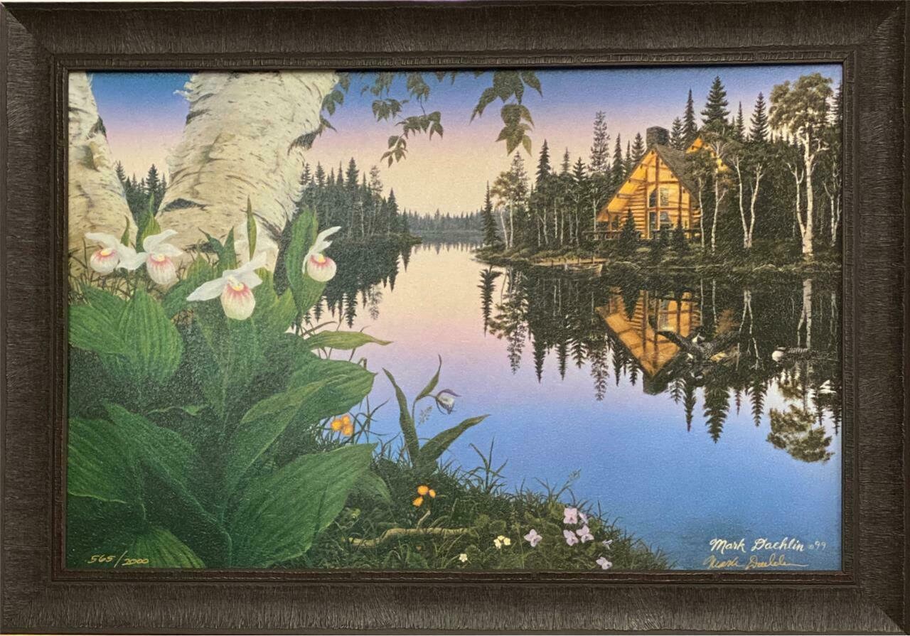 Mark Daehlin Lady Slipper Cove Cabin Lake Print-framed 33.5 X 23.5 - Etsy