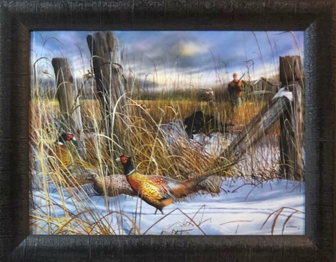 Kevin Daniel Corner Post Ringnecks Pheasant Hand Textured Art Print ...