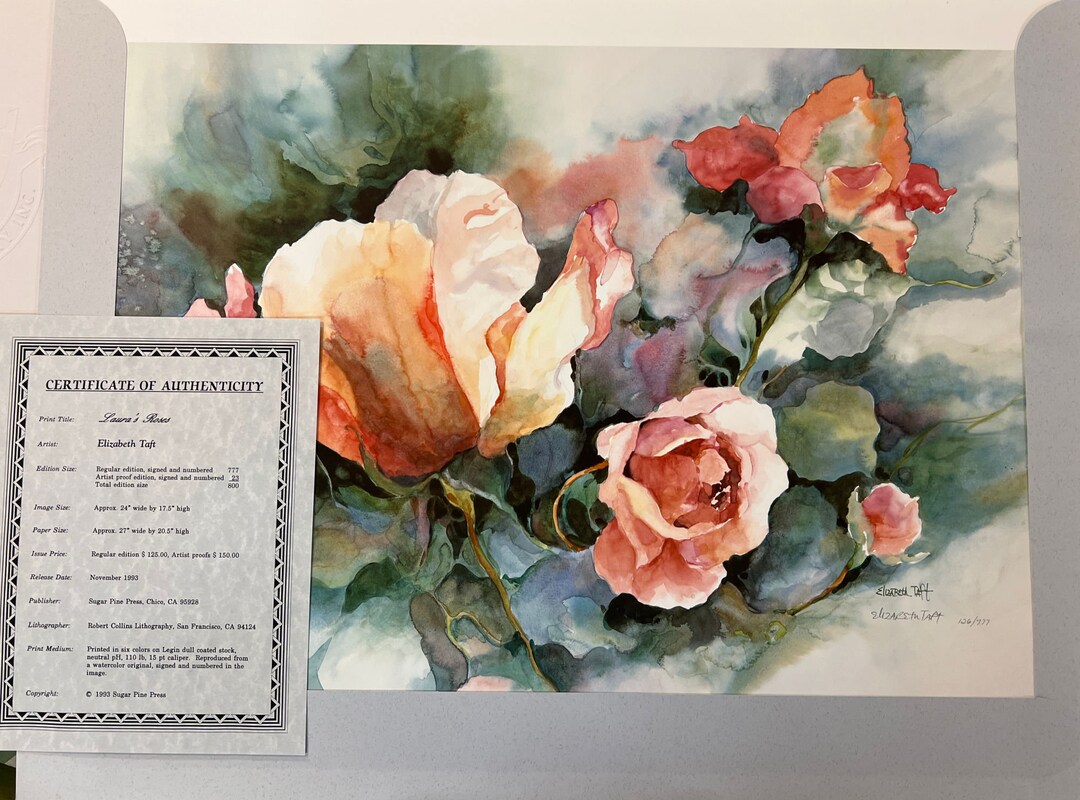 Elizabeth Taft Lara's Roses S/N Art Print-24 X 17.5 With Cert - Etsy