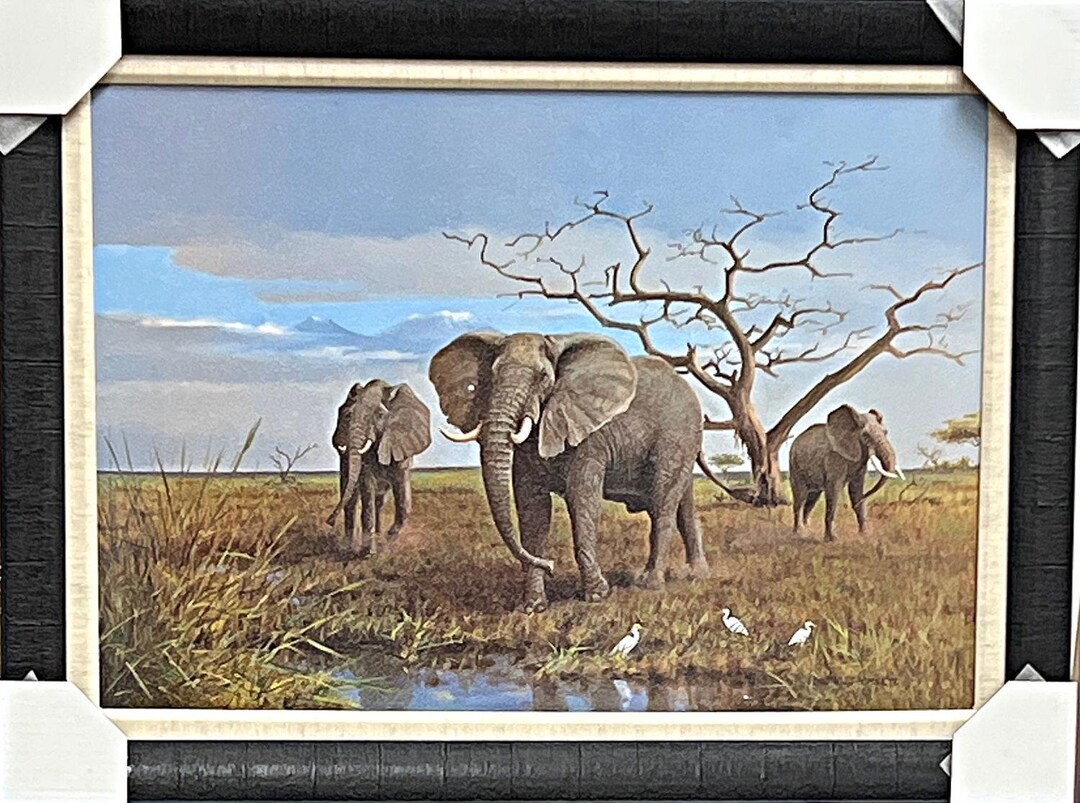 Owen Gromme African Elephants Art Print-framed 30 X 22 - Etsy